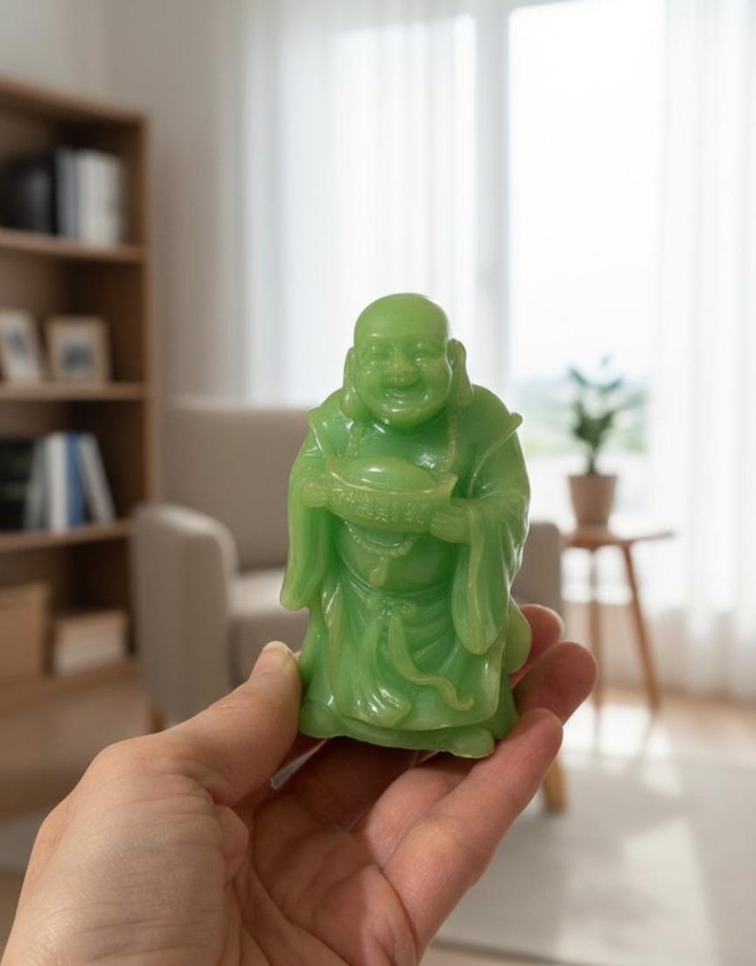 Vintage Laughing Buddha Happy or Jolly Green Figurine Statue Ornament ...