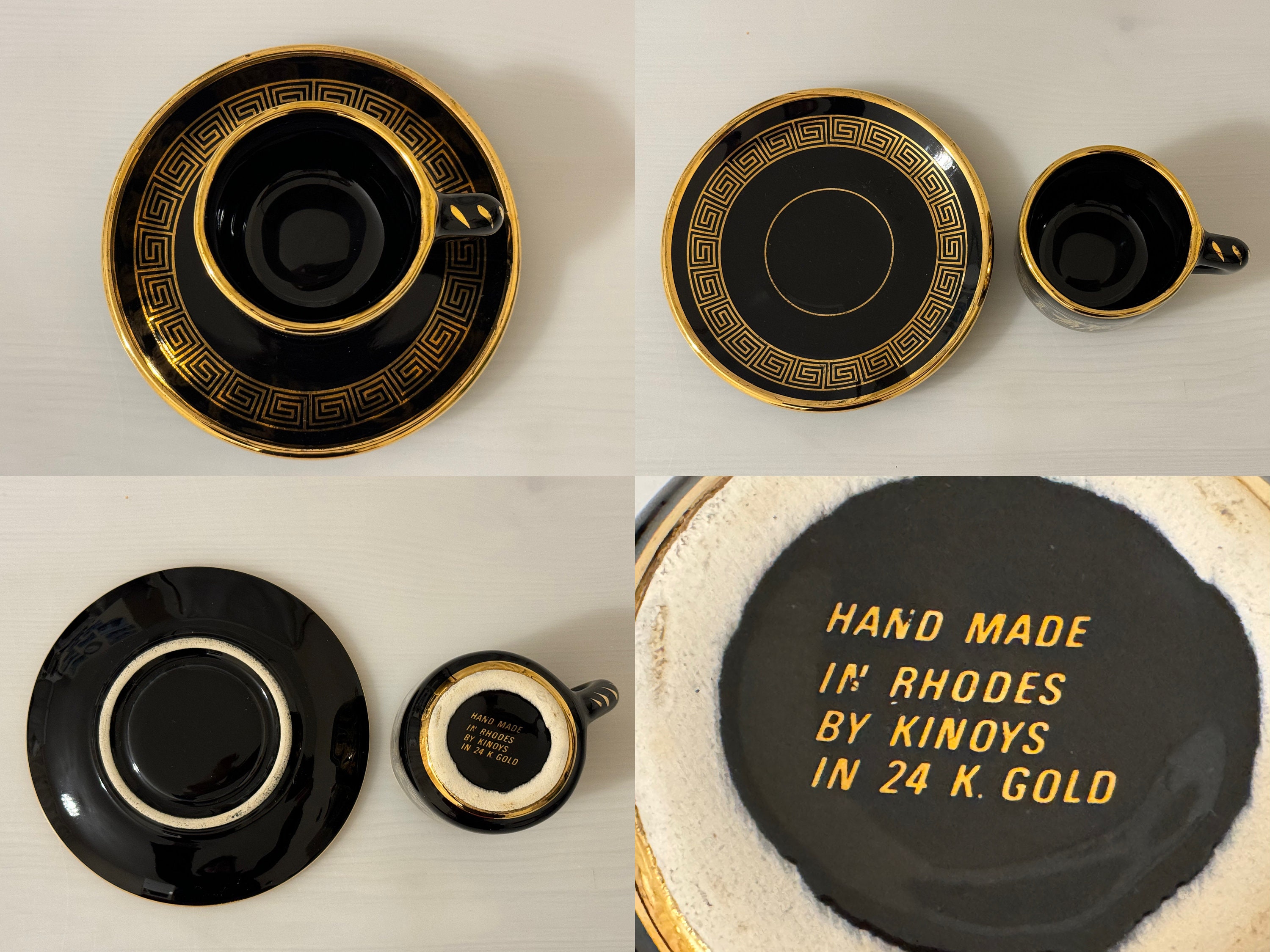 Greece 24K Gold Ceramic Coffee Cup & Saucer, Handmade in Rhodes by ...