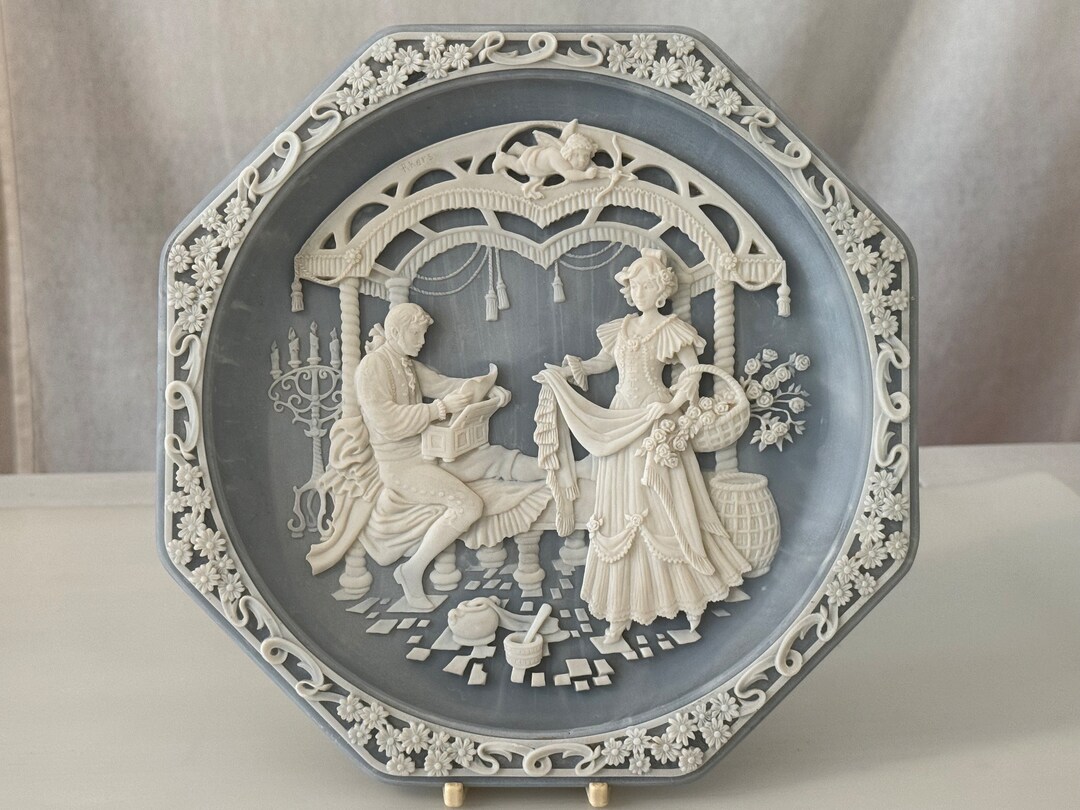 Vintage Incolay Studios Stone Wall Plate the Marriage of Figaro 3D ...