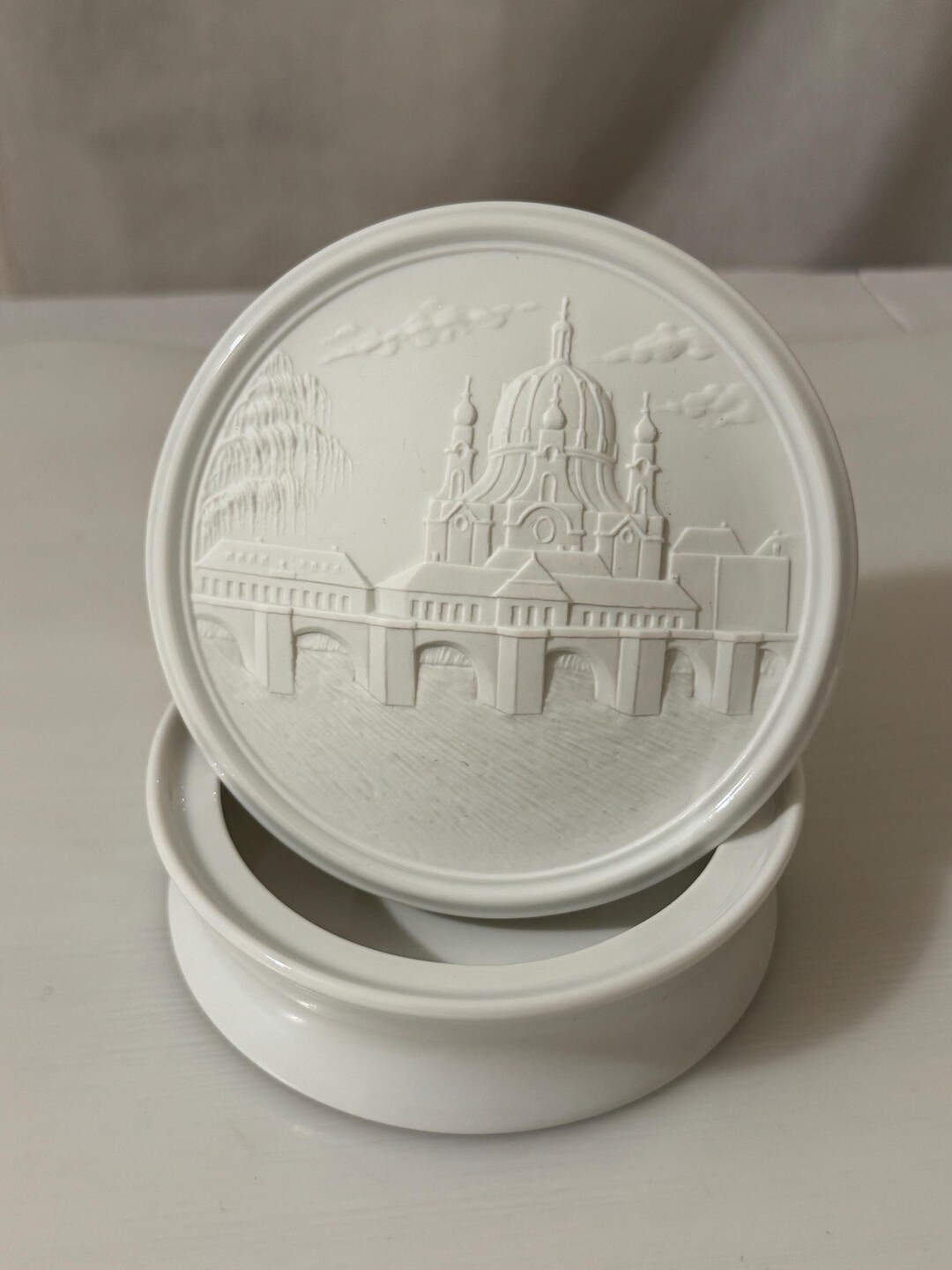 Vintage Hochst Porcelain Dresdner Bank Augustus Bridge Trinket Jewelry ...