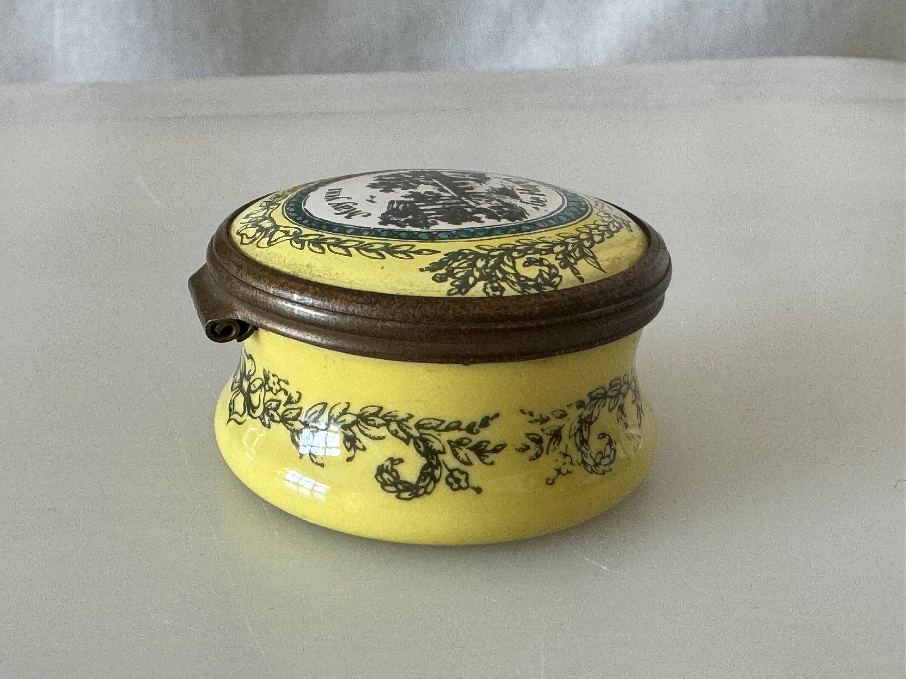 Antique Bilston & Battersea Enamels Mini Trinket Pill Box Pot "may You ...