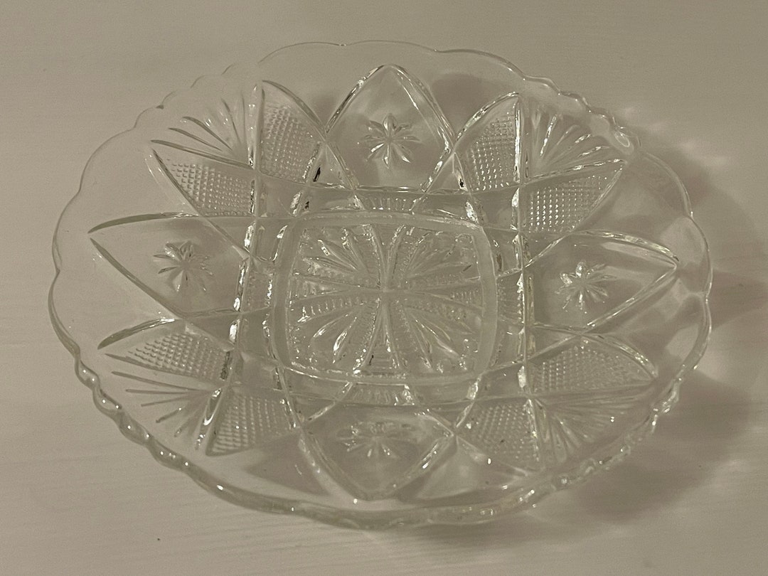 Cut Glass Tea Plate Small Clear Pressed, Kitchen Decor Birthday Xmas ...