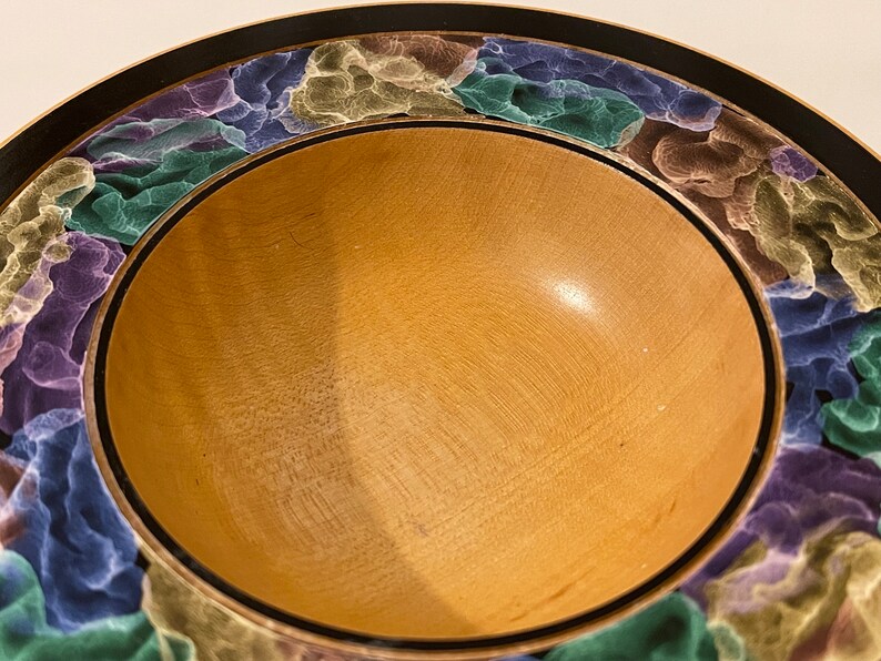 Cosmic Clouds Platter Bowl, Beech Wood, Painted, Display Dish, Handmade ...