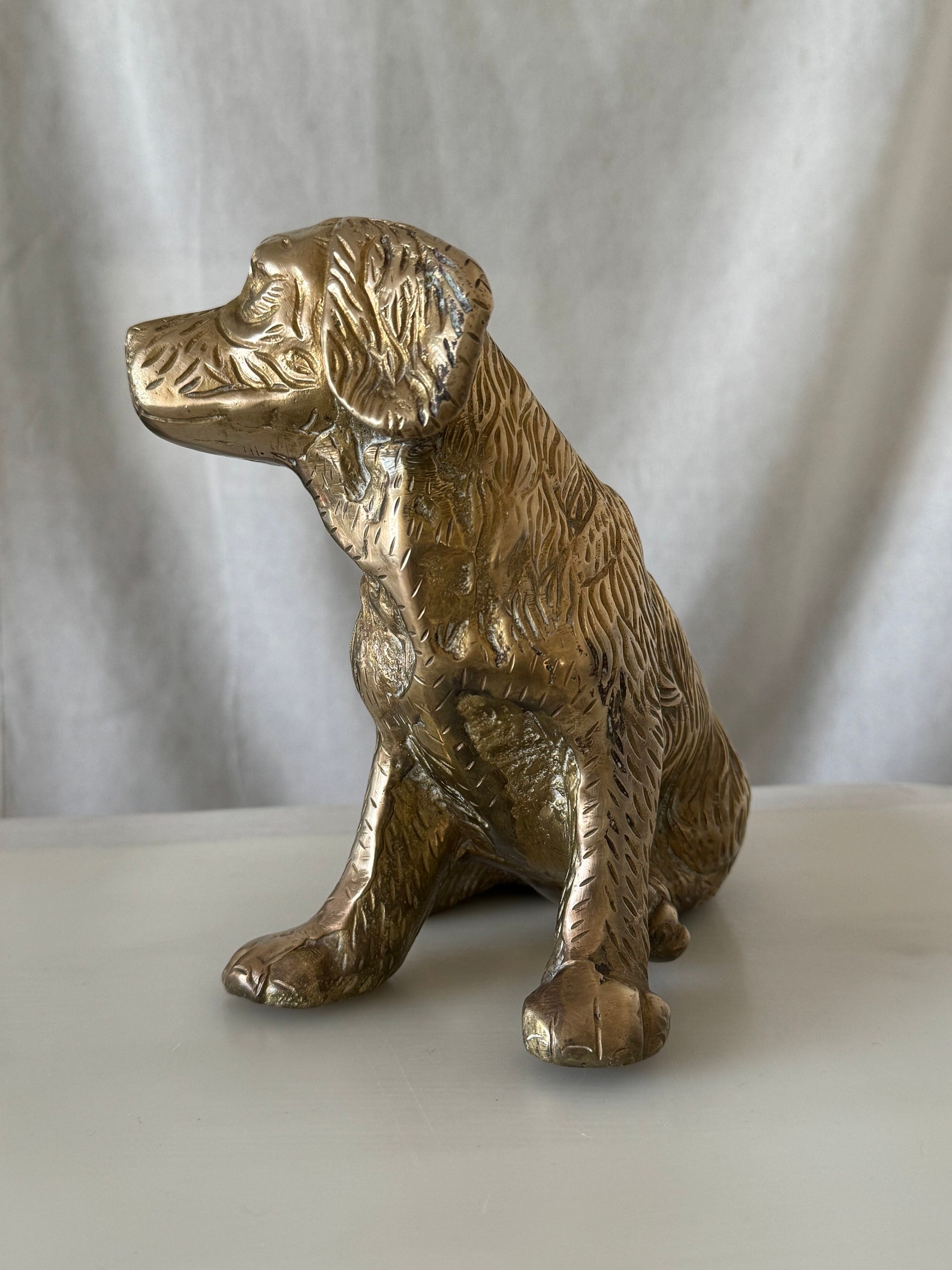 Vintage Brass Labrador Dog Figurine Heavy Sculpture Collectable Home ...