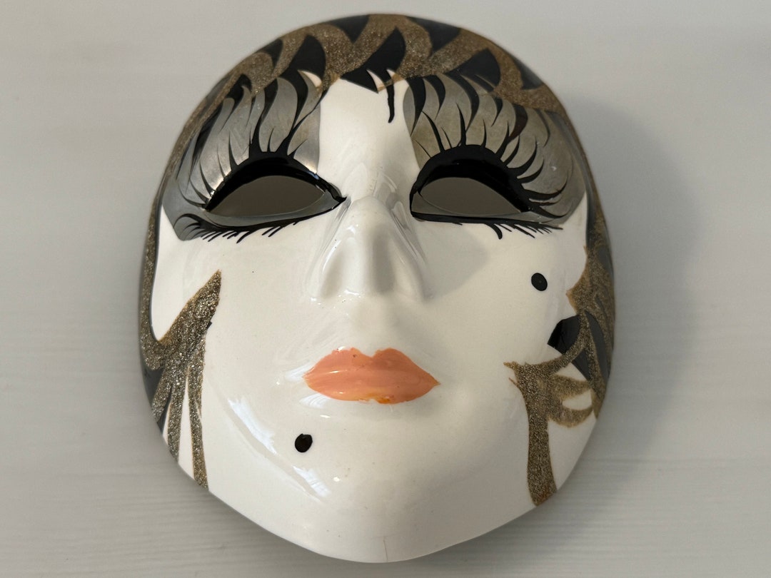 Vintage Venetian Carnival Ceramic Hand Painted Mask, Wall Décor ...