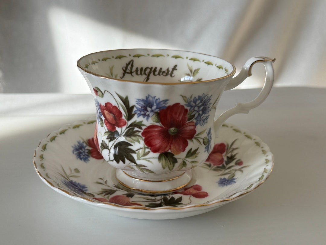 Royal Albert August Poppy Cup & Saucer Set, Replacement, Birthday Xmas ...