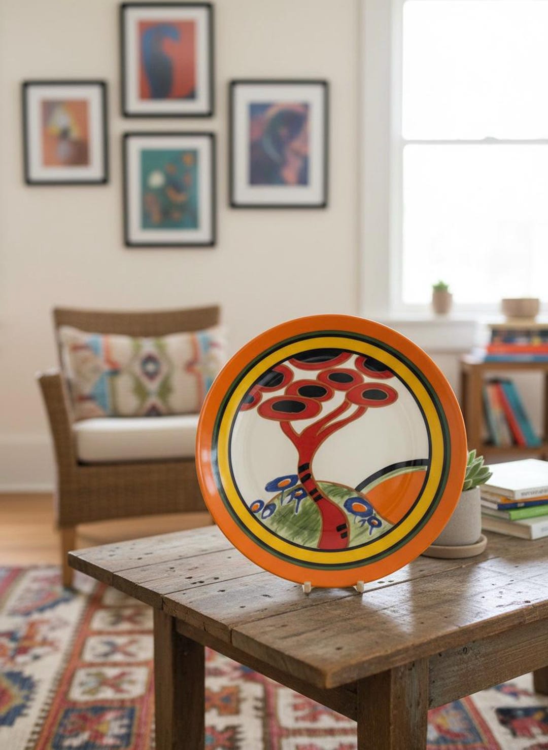 Rare Pack Clarice Cliff Bizarre Red Tree 8 Inch Decorative Display ...