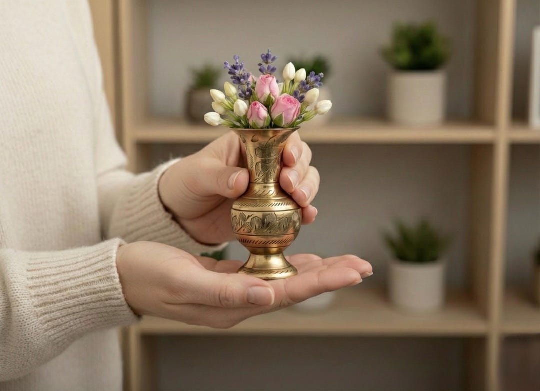 Vintage Etched Brass Mini Bud Vase, Toothpick Holder, Cocktail Stick ...