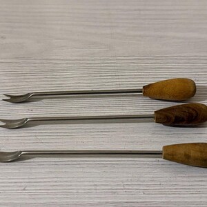 Vintage Wooden Handle Olive Cocktail Pick Set of 3 Piece Mini Appetizer ...