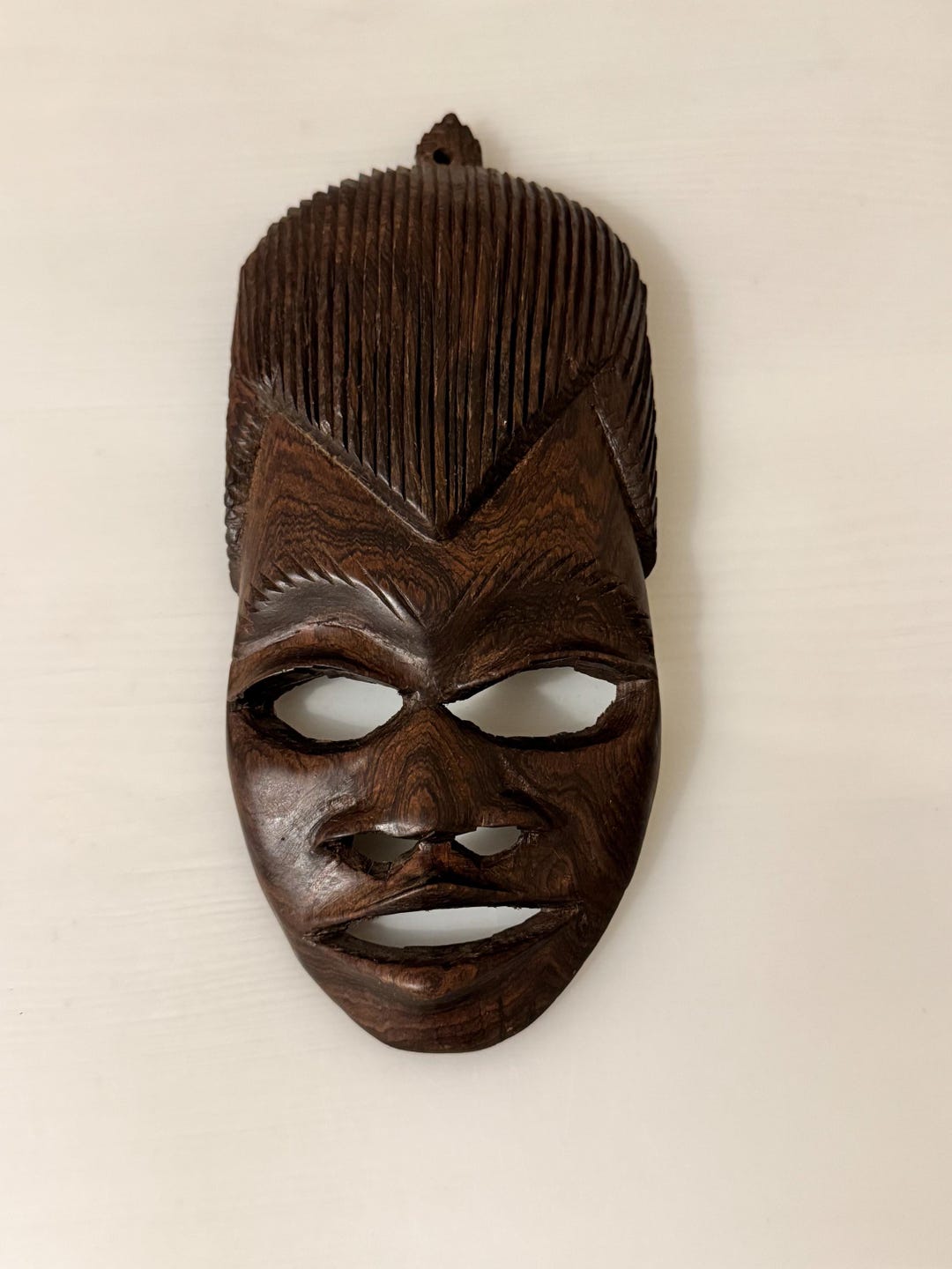 Vintage African Mask Carved Wooden Ethnic Folk Art Face Mask Wall ...