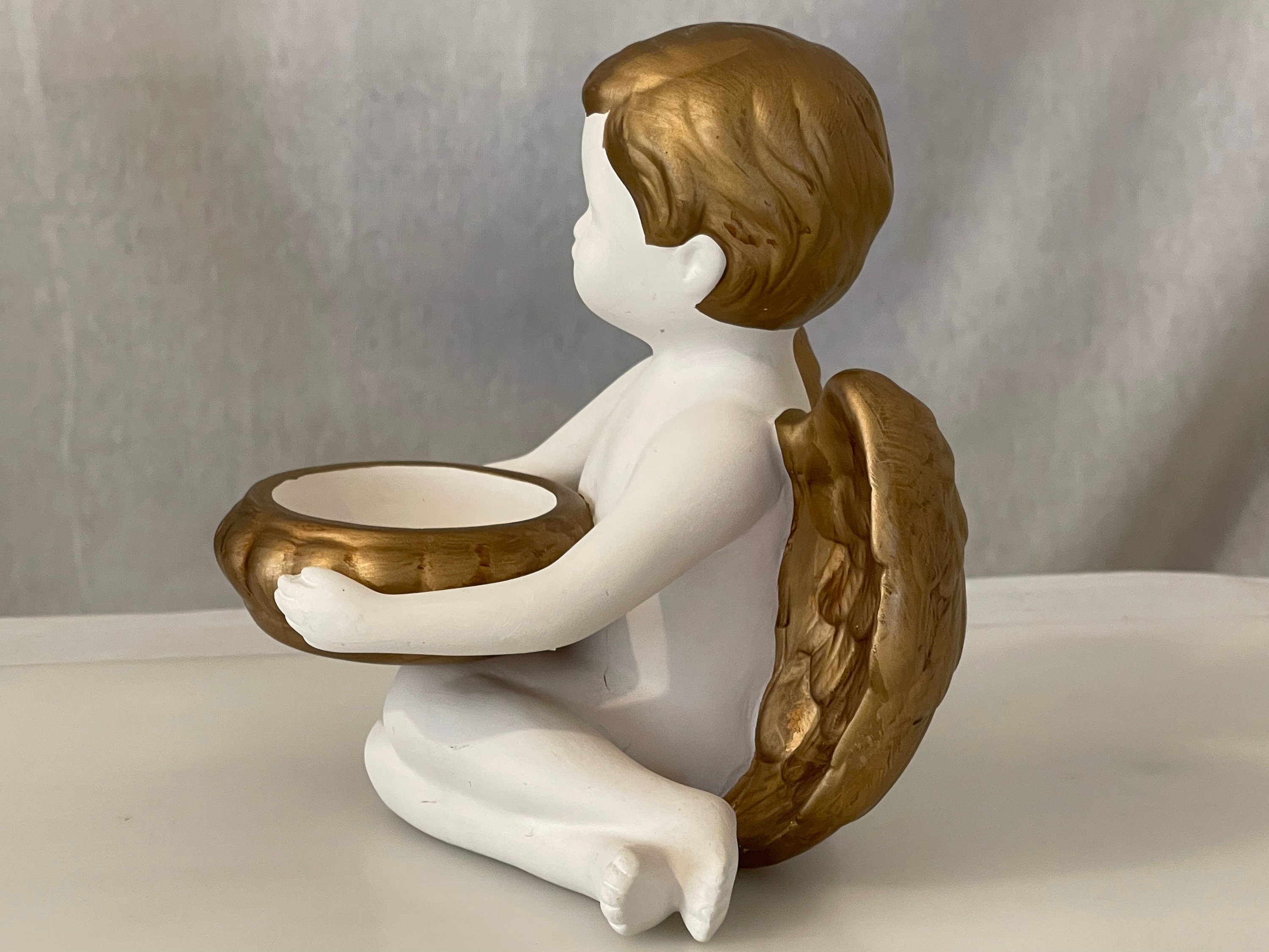 Vintage Partylite Gold Angel Cherub Tealight Holder, Birthday, Xmas ...
