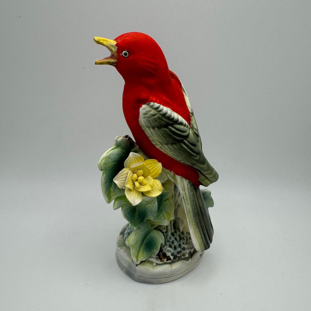 Vintage Ucagco Tanager Figurine Tanager on a Branch Made in Japan ...