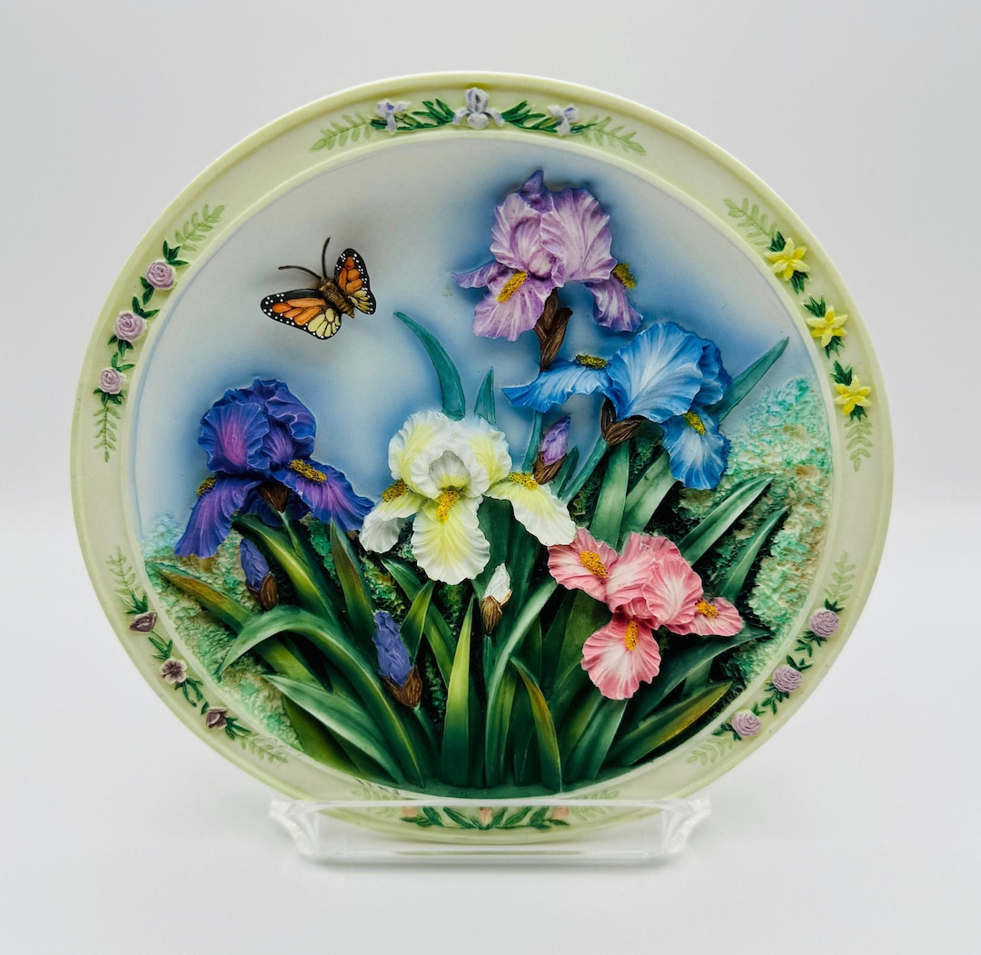 Vintage Lena Liu's 3D Decorative Beautiful Gardens Plate 'the Iris ...