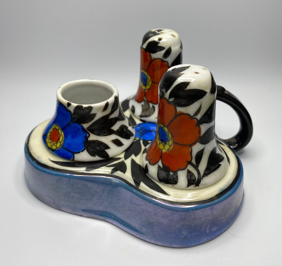 Vintage Japan Condiment Set - Art Deco Condiment Set - Lusterware Japan ...