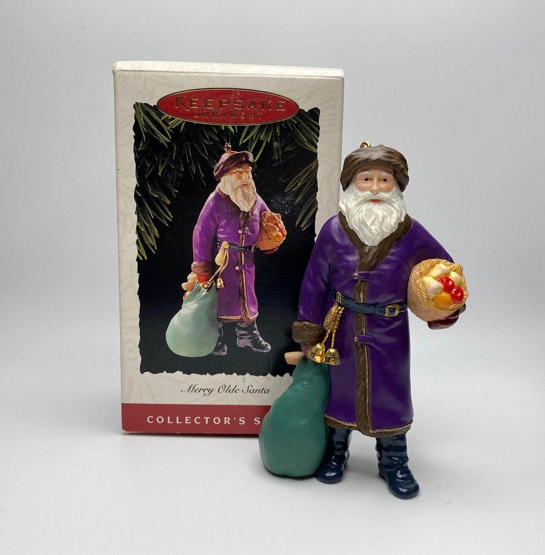 Collectible Hallmark Santa Ornament 'merry Olde Santa' Festive Holiday ...