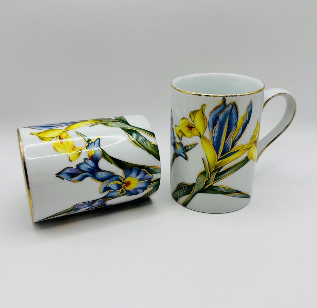 Vintage Fitz & Floyd Iris Deux Collection Set of 2 Mugs - Etsy