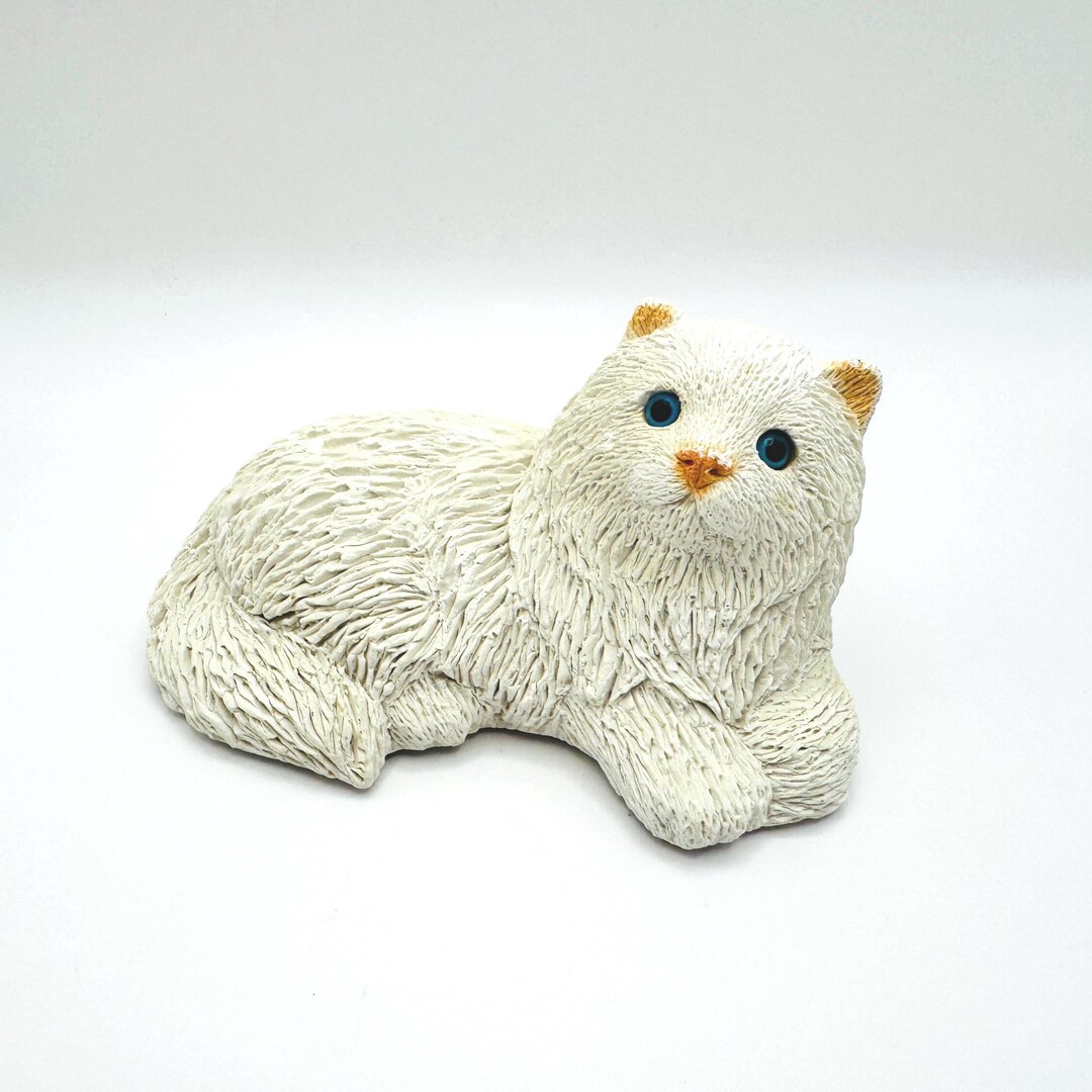 Vintage White Stone Cat Figurine: Blue-eyed Cat Lover Gift - Etsy