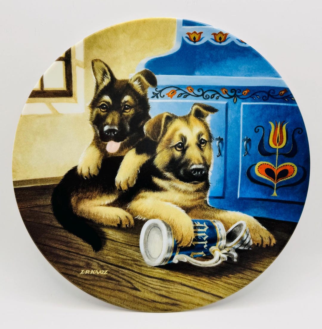 German Shepherd Puppy Portrait Plate by Lynn Kaatz - Vintage Knowles ...