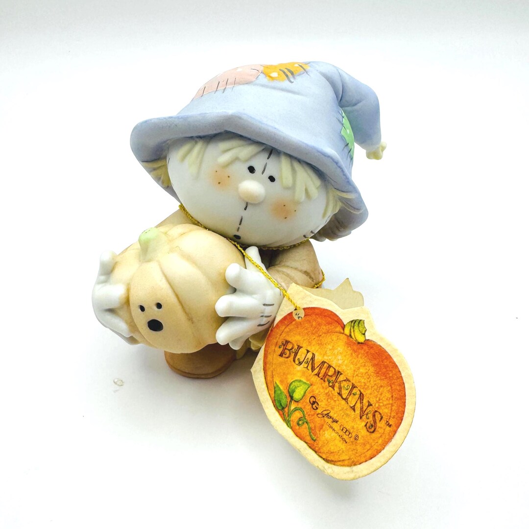 Vintage George Good Bumpkins Scarecrow Figurine With Pumpkin - Etsy