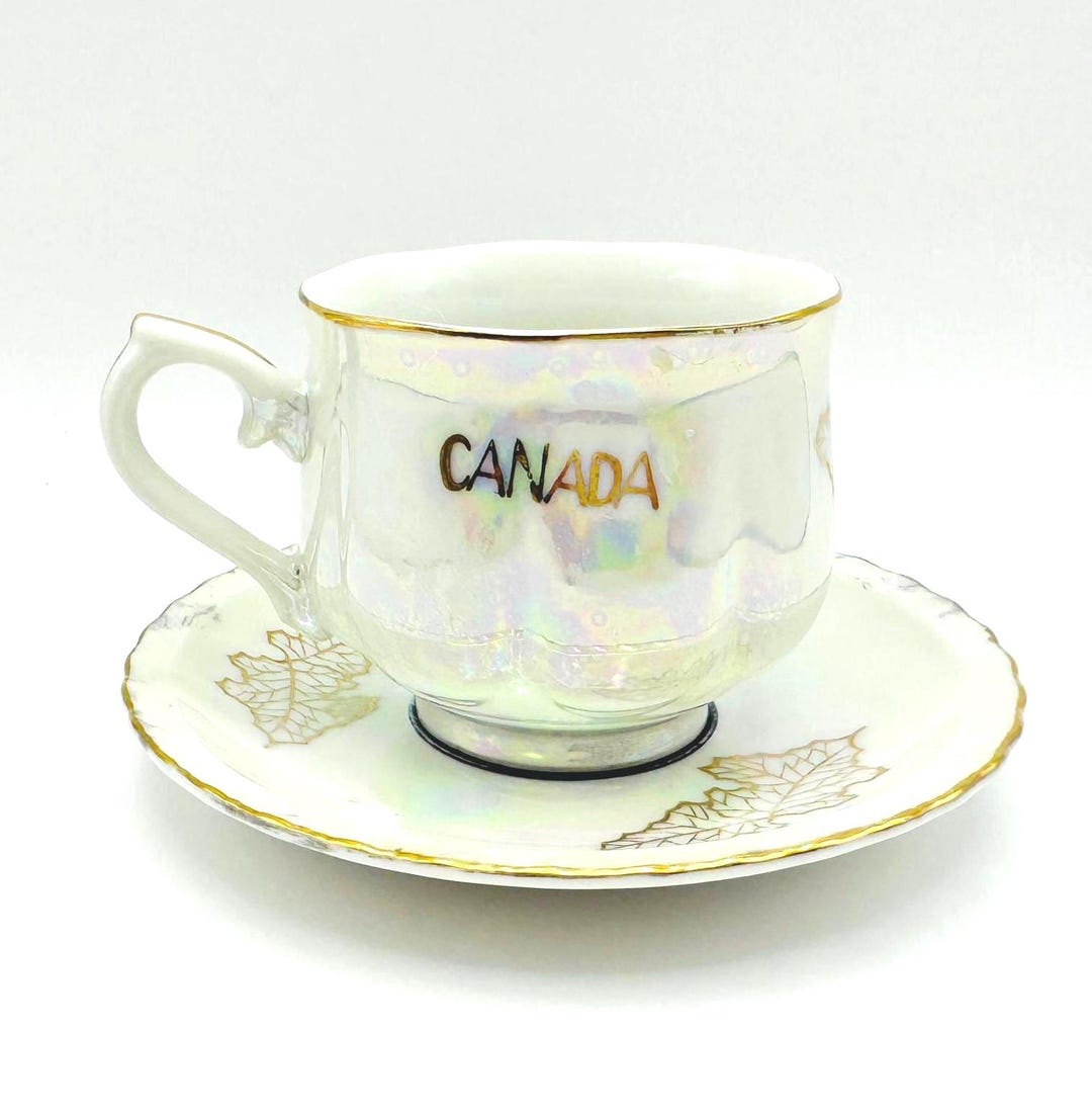 Vintage Niagara Falls Canada Teacup & Saucer - Iridescent Mother of ...