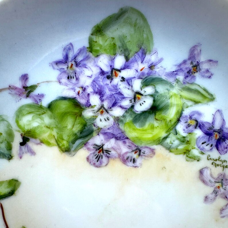 Vintage Hand Painted Violet Plate - Artist Signed - Etsy