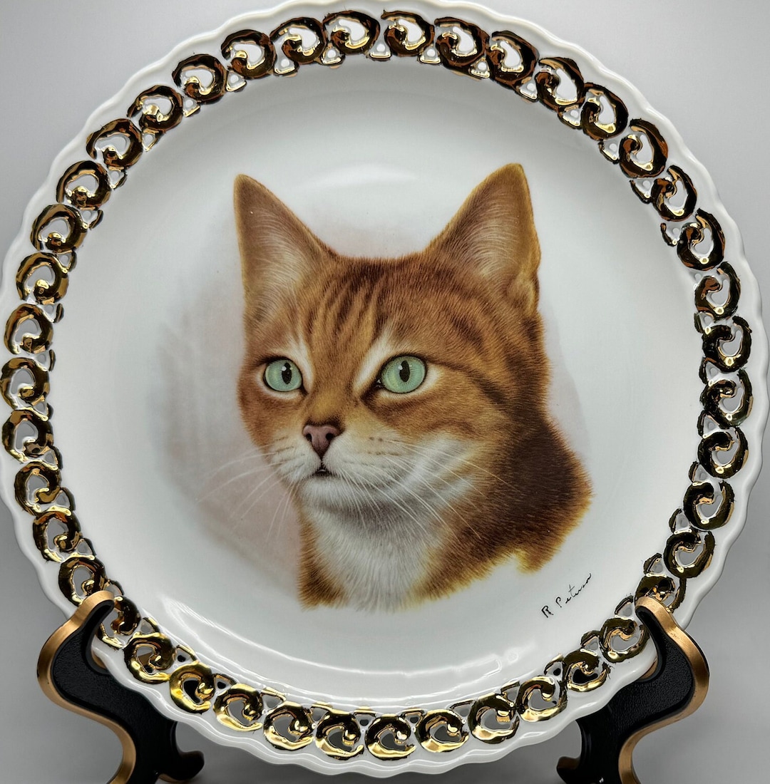 Vintage Cat Collectible Plate - Artist Signed - Gift for Cat Lover ...