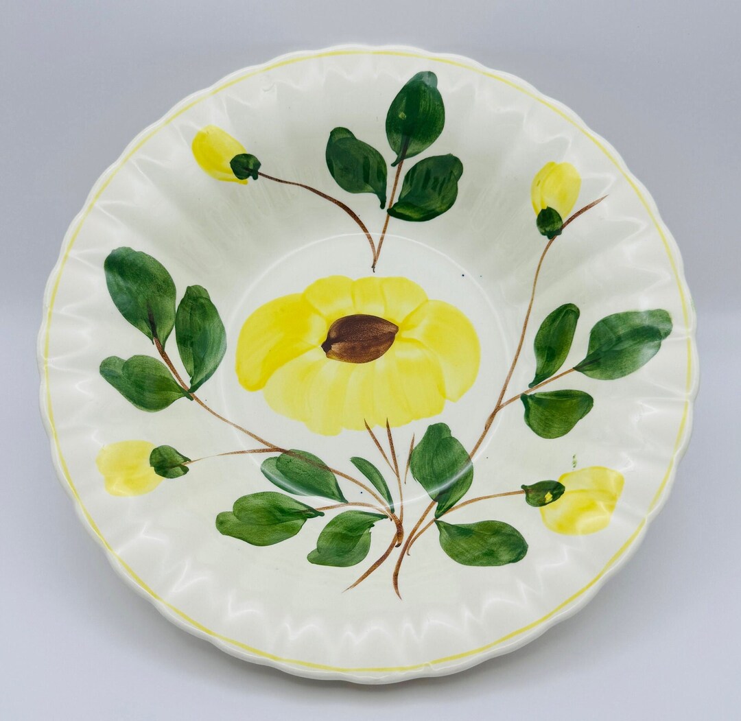 Vintage Blue Ridge Southern Potteries Serving Bowl Fluted Yellow Floral ...