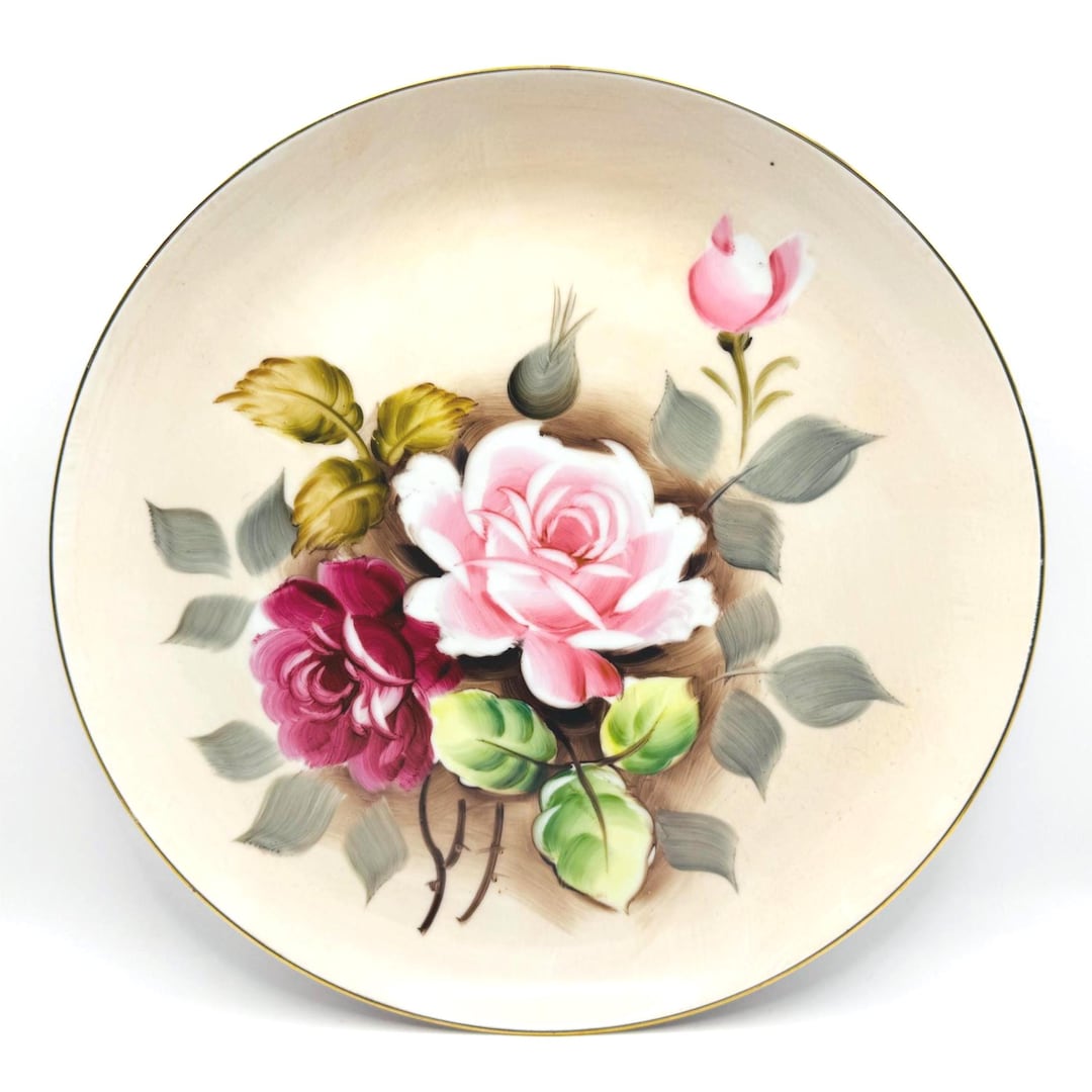 Pink Rose Decor: Vintage Lefton Hand-painted Rose Plate - Etsy
