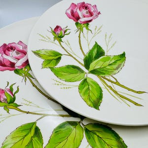 Elegant Vintage Knowles 'tea Rose' Dinner Plates White With Pink Roses ...