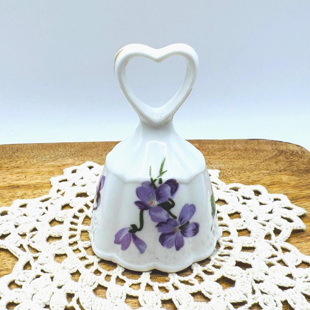Vintage Bone China Mini LP Fluted Bell With Violets - Heart Shaped ...