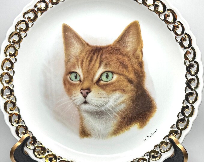Vintage Cat Collectible Plate - Artist Signed - Gift for Cat Lover ...