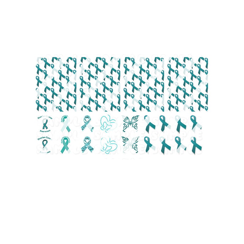Cervical Cancer Ribbons, Teal Awareness Ribbon Nail Art Decals ...