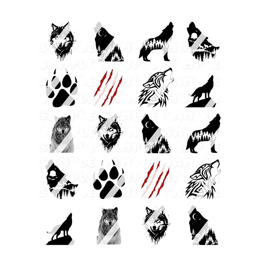 Wolf Black Nail Art Decals - Waterslide Nail Decals - Design #3 - Etsy
