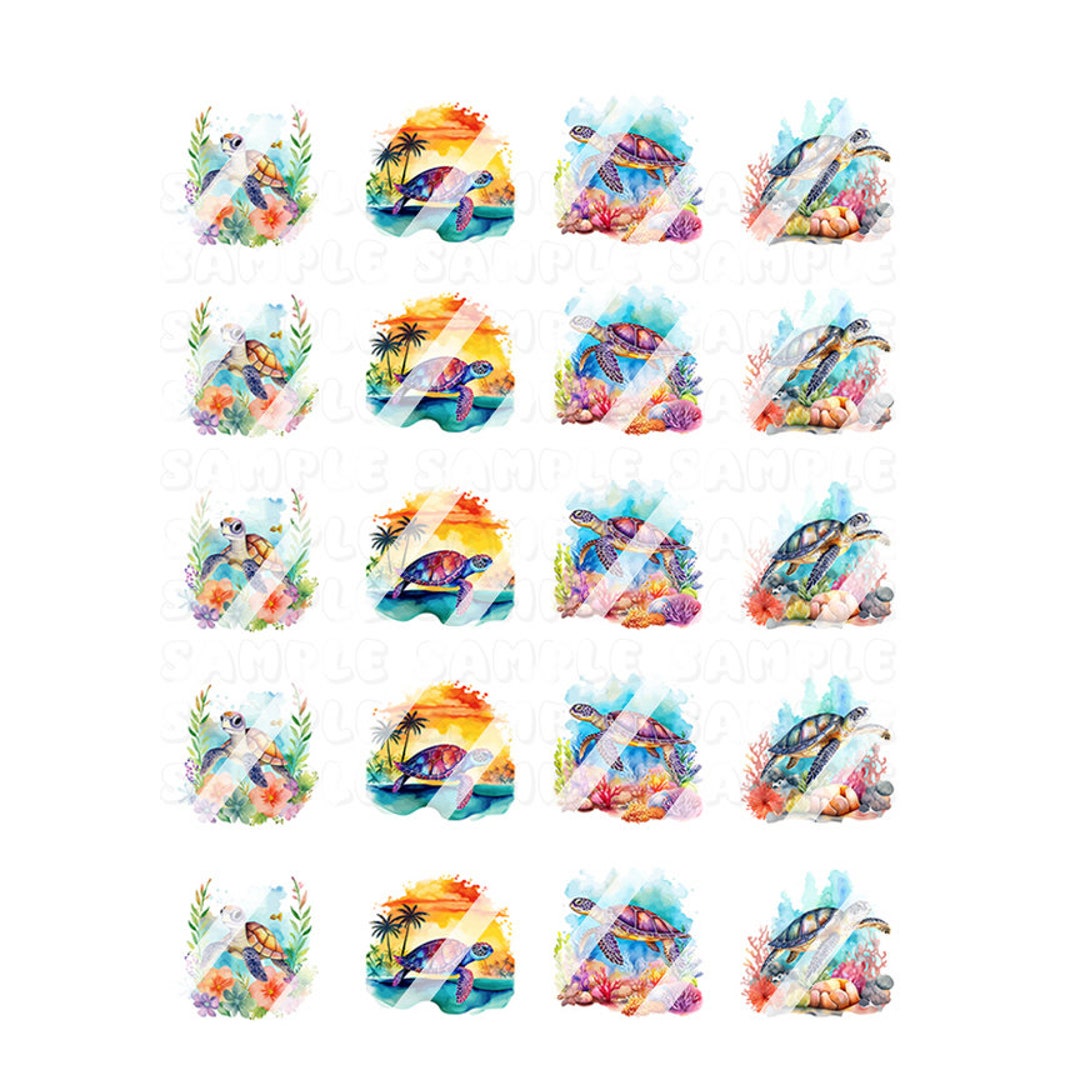 Seaturtle Sea Turtles Nail Art Decals- Waterslide Nail Decals - Set #2 ...