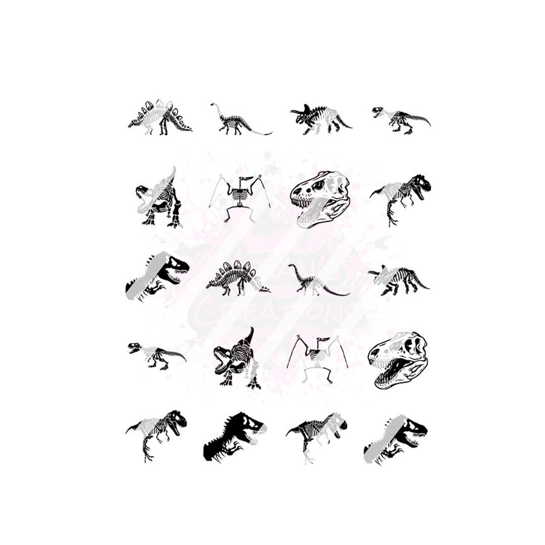Dinosaur T-rex Skeleton Nail Art Decals- Waterslide Nail Decals - Etsy