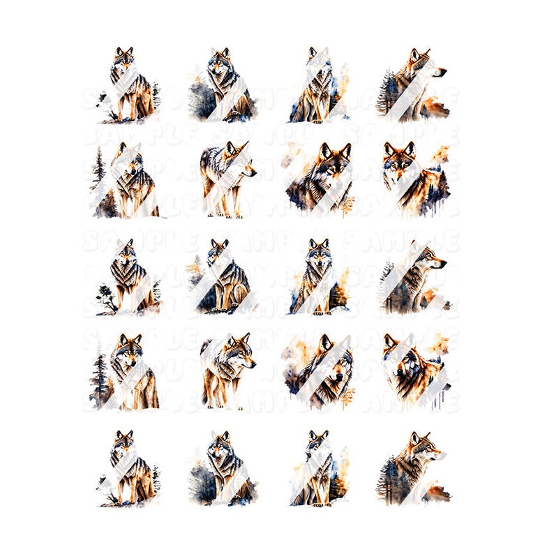 Wolf Nail Art Decals - Waterslide Nail Decals - Design #2 - Etsy