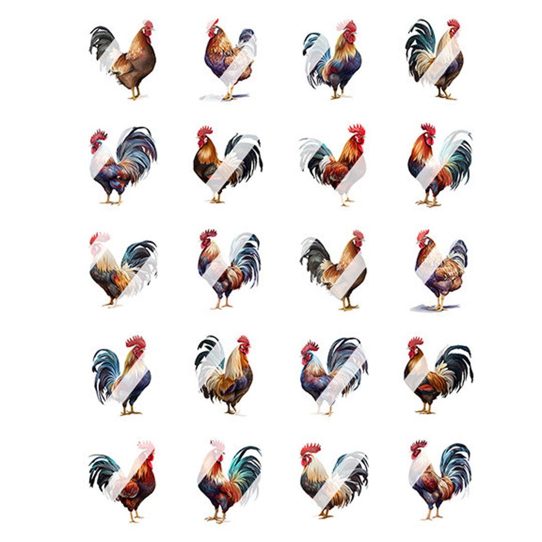 Rooster Chicken Nail Art Decals - Waterslide Nail Decals - Etsy