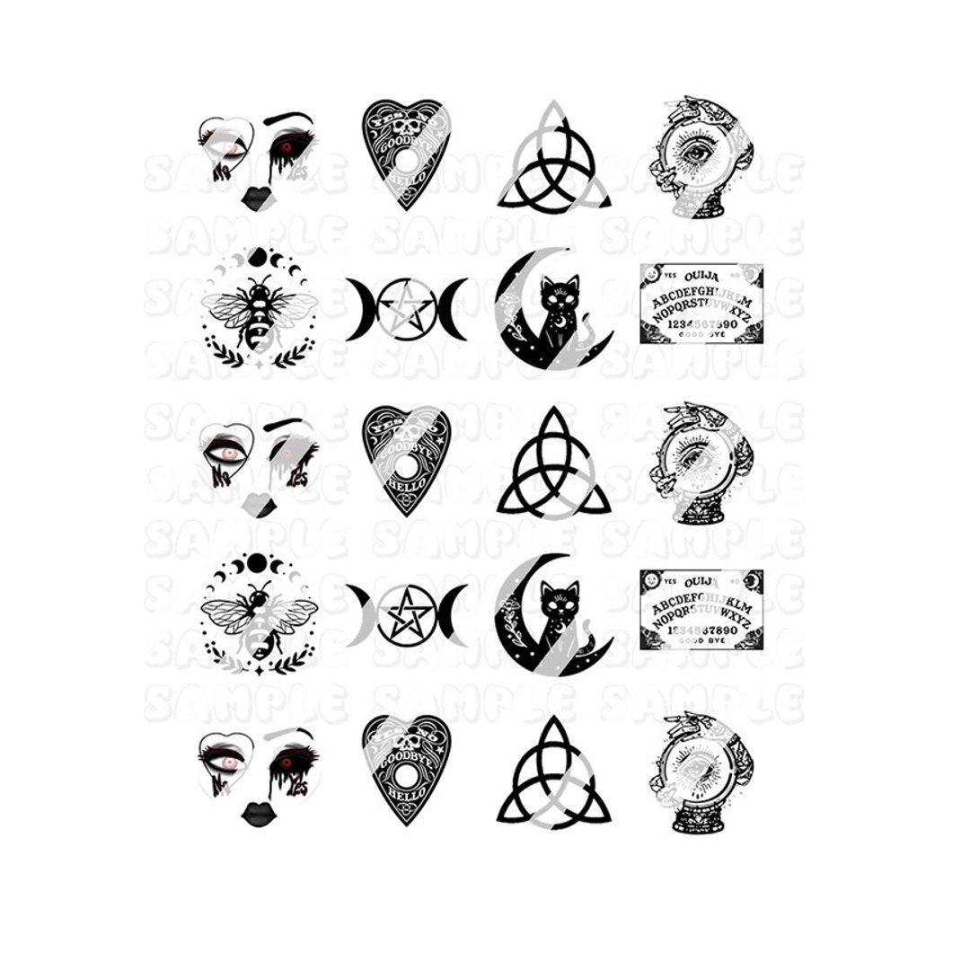 Moon Mystic Gothic Pagan Ouija Board Nail Art Decals - Waterslide Nail ...