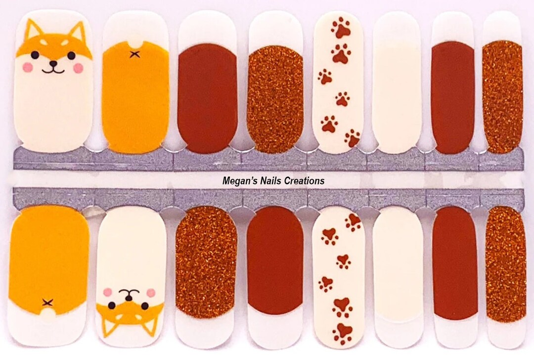 Corgi Puppy Love Paw Print Nail Polish Strips / Nail Wraps / - Etsy