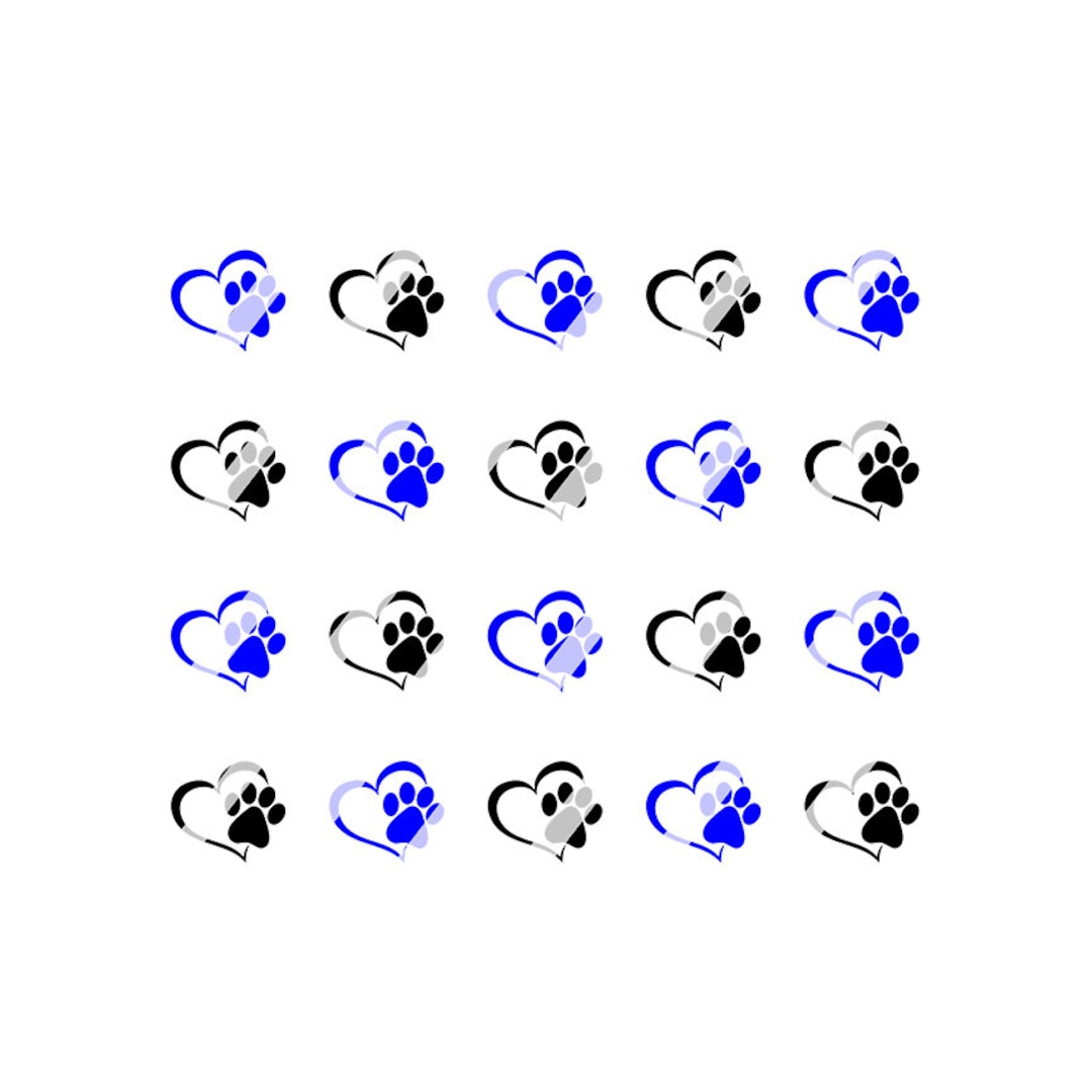 Dog Heart Paw Prints Nail Art Decals - Waterslide Nail Decals - Etsy