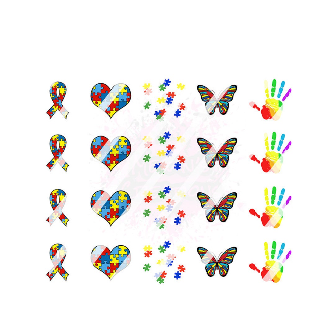 Autism Awareness Nail Art Decals - Waterslide Nail Decals - Design #2 ...