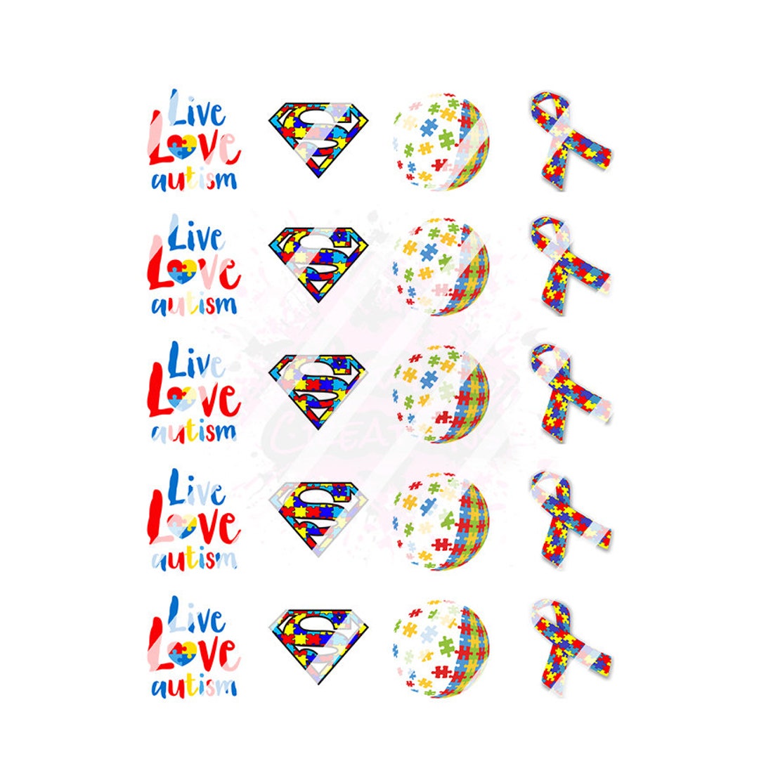 Autism Awareness Nail Art Decals - Waterslide Nail Decals - Design #5 ...