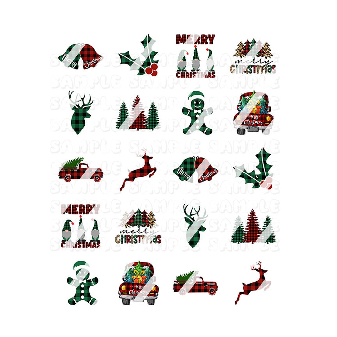 Christmas Red & Green Buffalo Plaid Nail Art Decals - Waterslide Nail ...