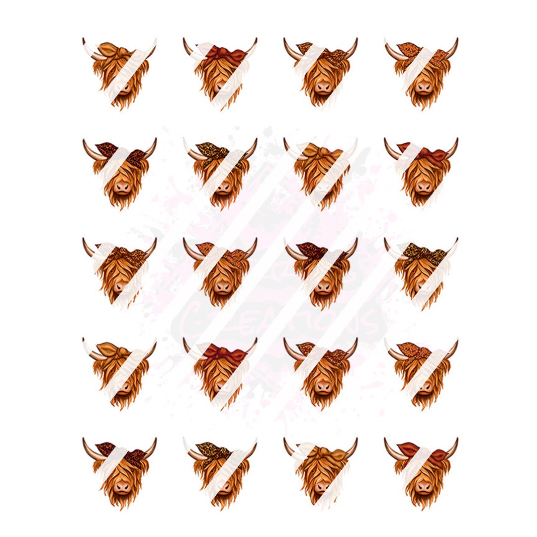 Highland Cow Nail Art Decals - Waterslide Nail Decals - Etsy