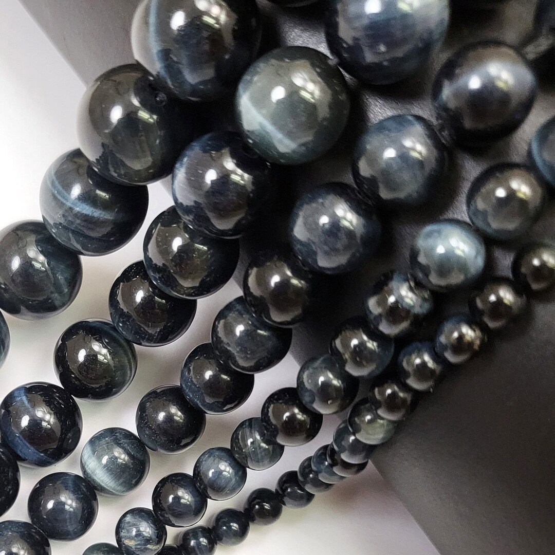Blue-gray Tiger's Eye Beads Smooth Round Gemstone 15" Strand 4-12mm - Etsy