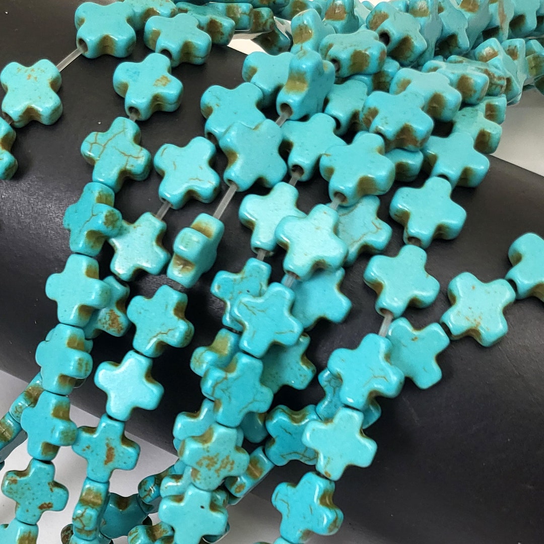 Turquoise Howlite Cross Beads 8mm 15" Strand - Etsy