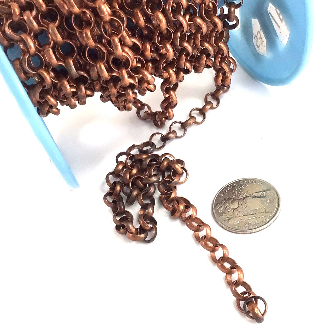 7mm Copper Rolo Chain 7mm Belcher Chain Necklace Round Link Chain ...