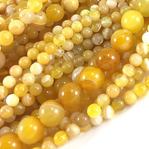 Yellow Agate Beads Round Gemstone Beads 4-12mm 15" Strand - Etsy