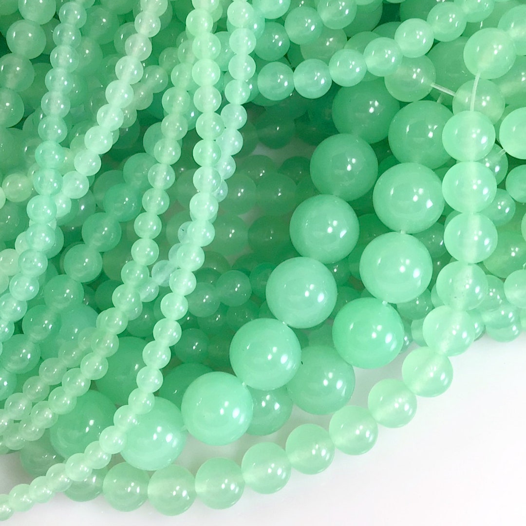 Apple Green Jade Beads: Genuine Gemstone Round Loose Beads 4-12mm 15 ...