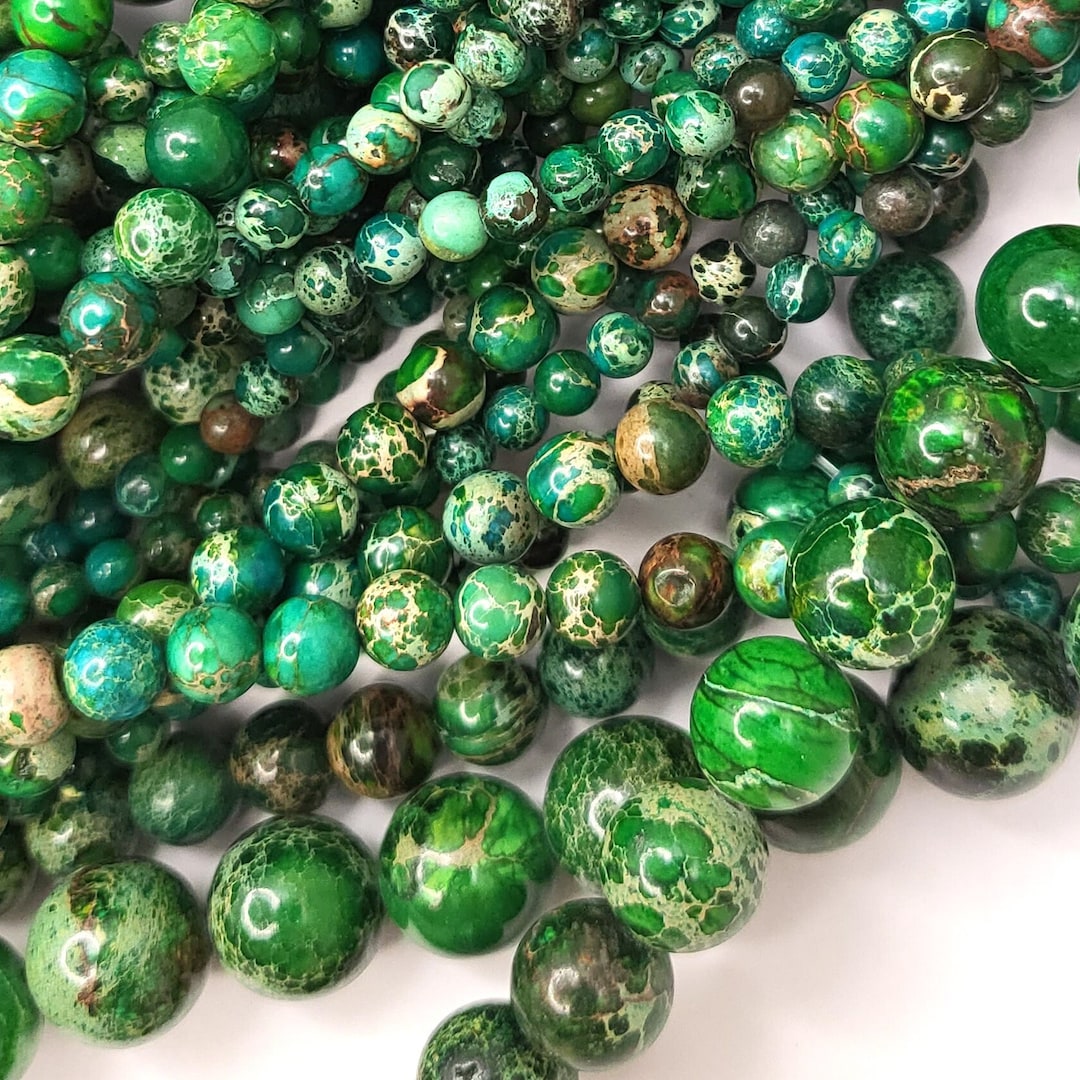Green Sea Sediment Jasper Beads Natural Gemstone 15